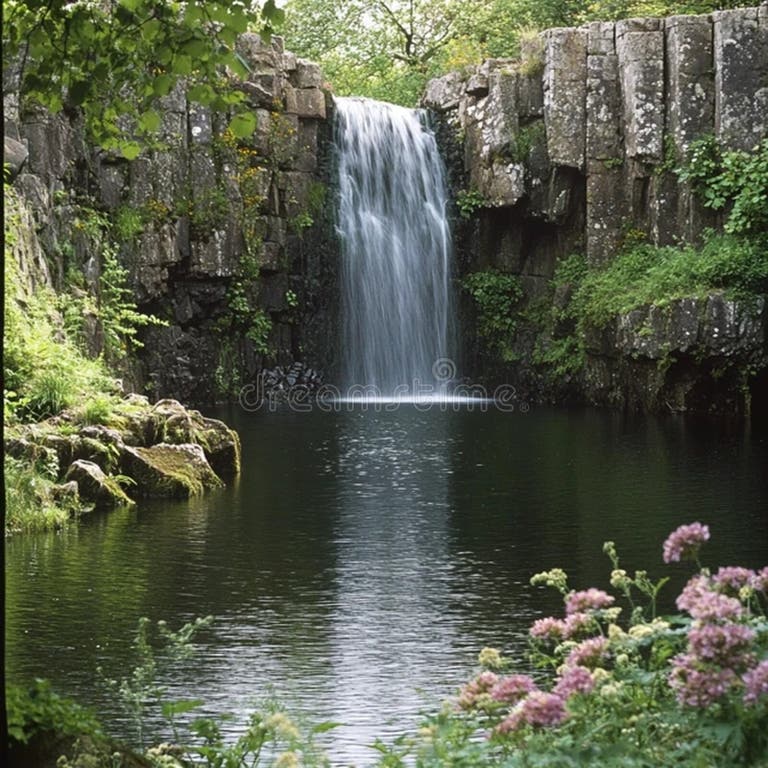 Waterfall created by ai stock image. Image of nature - 371478977