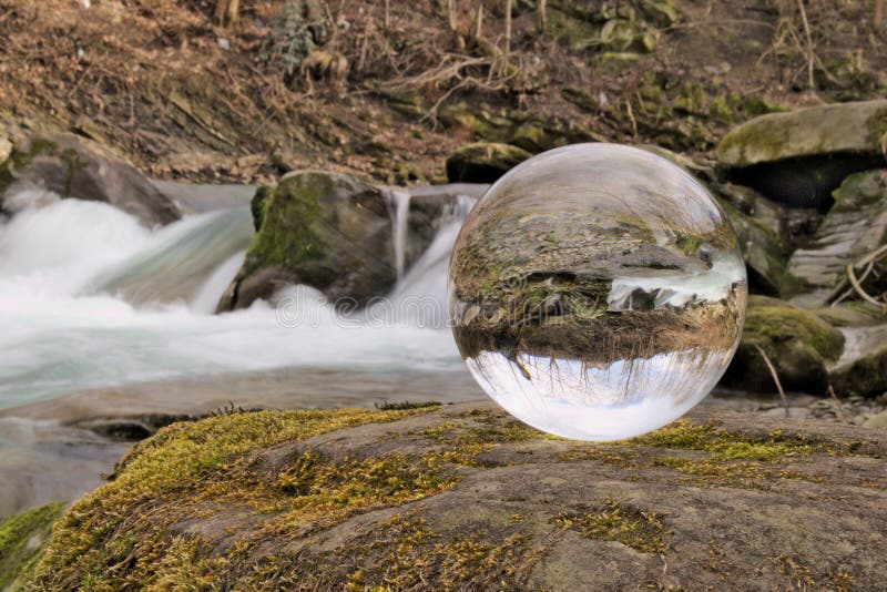 Waterfall in Crystal Ball stock image. Image of beacons - 28049913