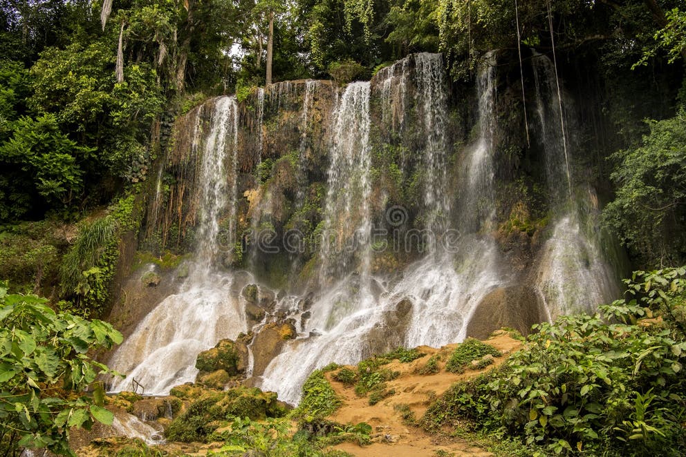 Waterfall in Cuba stock photo. Image of cliff, landscape - 95713464