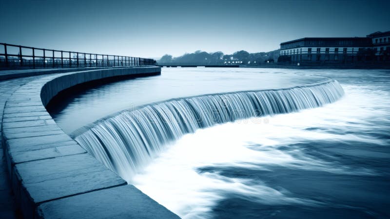 Waterfall Curve in River Water Flow Stock Illustration - Illustration ...