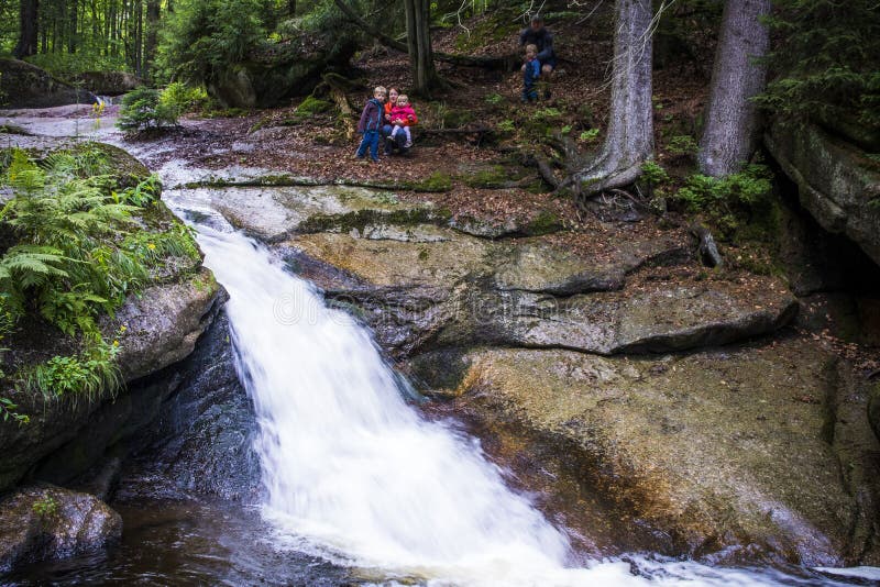 Waterfall in the Czech Jizera Mountains, UNESCO Editorial Photo - Image ...