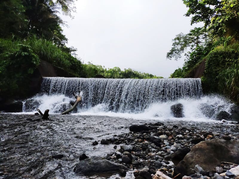 Waterfall from dam stock photo. Image of fountain, pond - 270427232