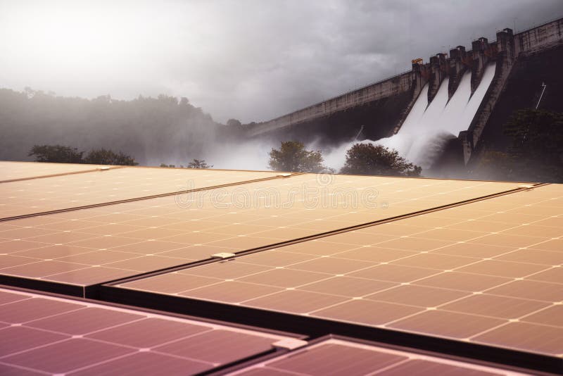 Dam and Solar Panels,alternative Energy Stock Image - Image of nature ...