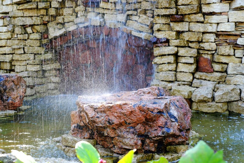 The Waterfall is Decorated with Natural Stone Stock Image - Image of ...