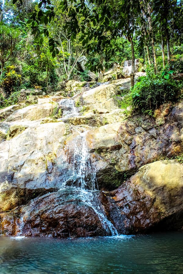 Waterfall in Deep Green Jungle. Koh Samui Stock Image - Image of ...