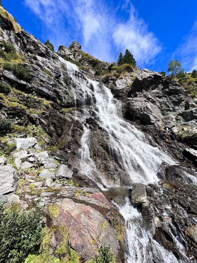Waterfall in deep mountain stock photo. Image of river - 263569860