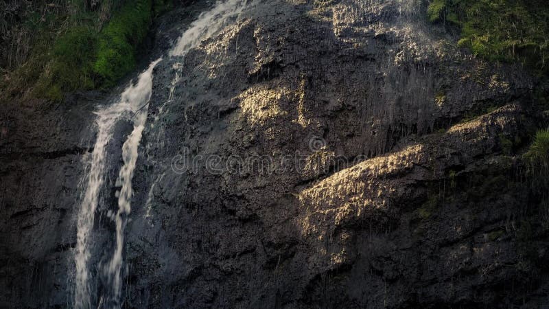 Waterfall Down Steep Cliffs at Night Stock Video - Video of splashing ...