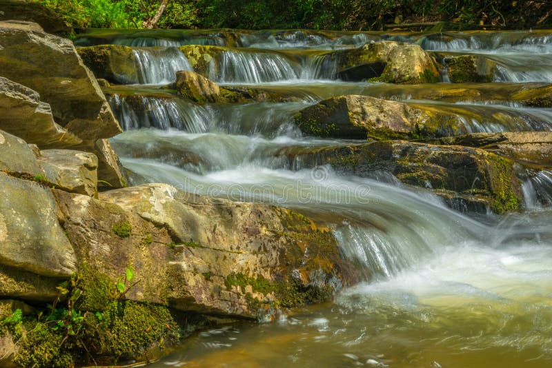 Waterfall Downstream on Rocks and Boulders Stock Photo - Image of ...