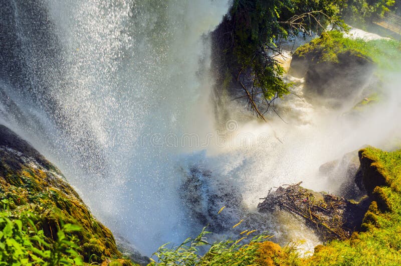 Waterfall. Drop of Water in the River from the Ledge Stock Photo ...