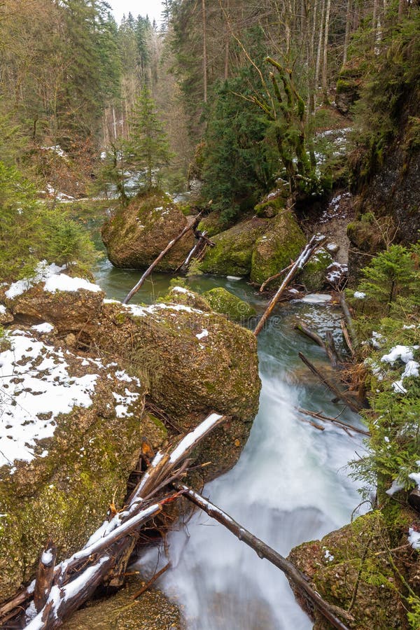 Waterfall in Eistobel Gorge, Bavaria Stock Image - Image of water ...