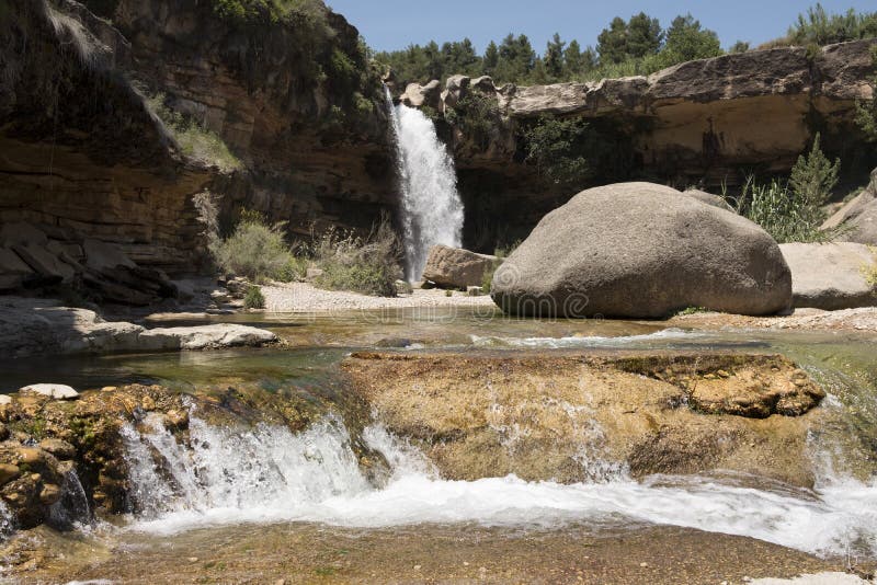 Salt Waterfall from the Heart of the Cliffs of the Southern Mountains ...