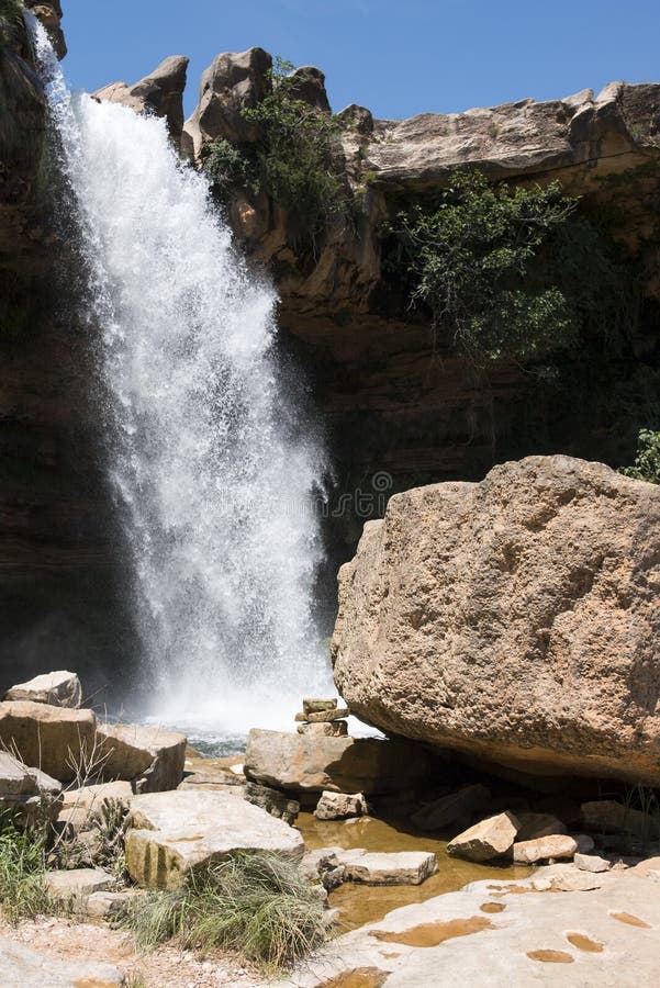 Salt Waterfall from the Heart of the Cliffs of the Southern Mountains ...