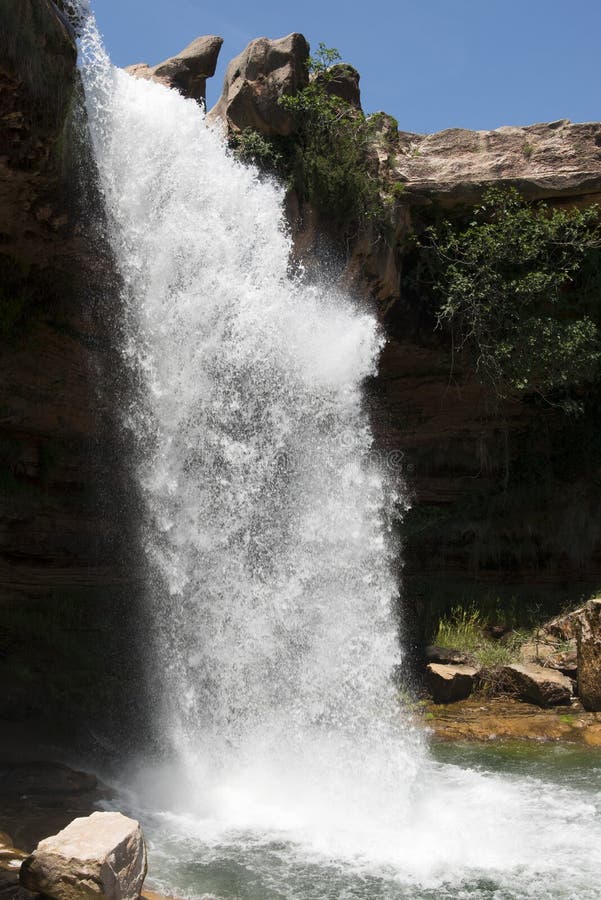 Salt Waterfall from the Heart of the Cliffs of the Southern Mountains ...