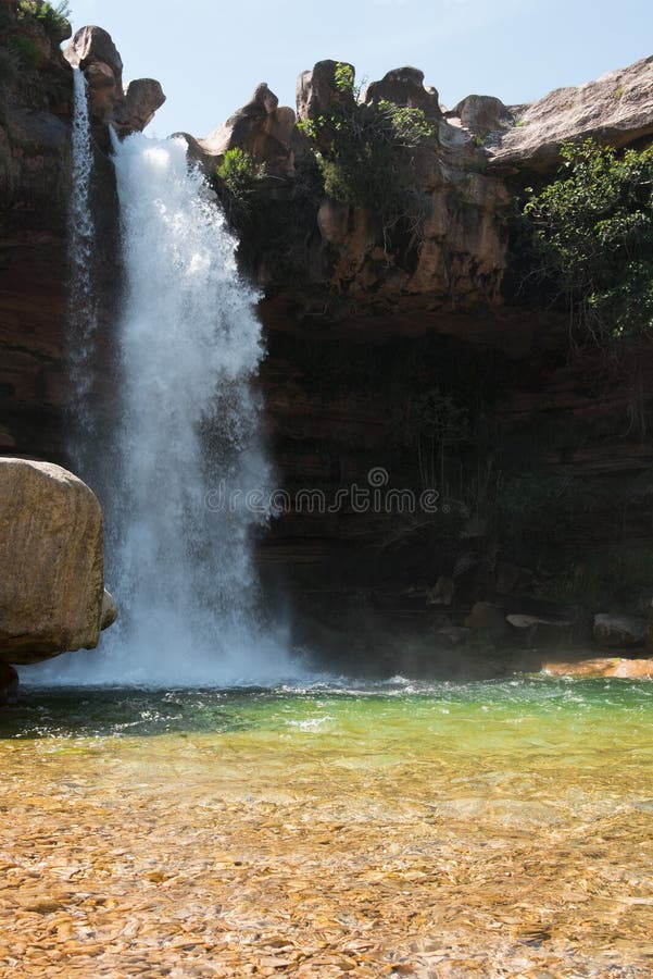 Salt Waterfall from the Heart of the Cliffs of the Southern Mountains ...