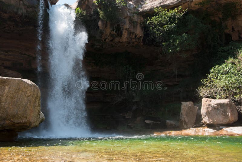 Salt Waterfall from the Heart of the Cliffs of the Southern Mountains ...