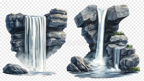 Waterfall Elements Set stock photo. Illustration of illustrator - 341493564