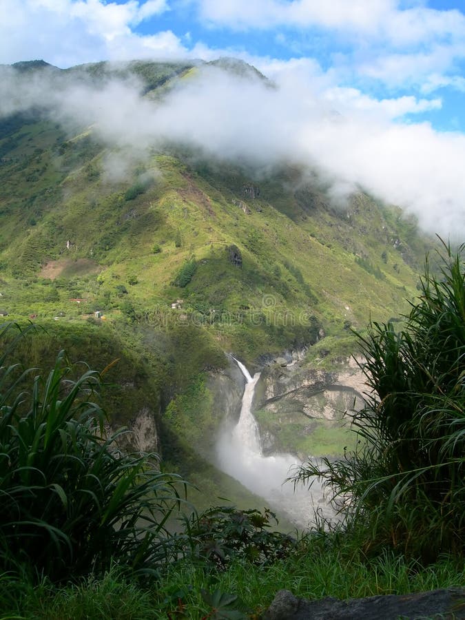 Waterfall in Equatorial Rainforest Stock Photo - Image of lush, forest ...