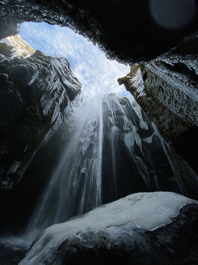 Waterfall stock photo. Image of hidden, waterfall, iceland - 270961164