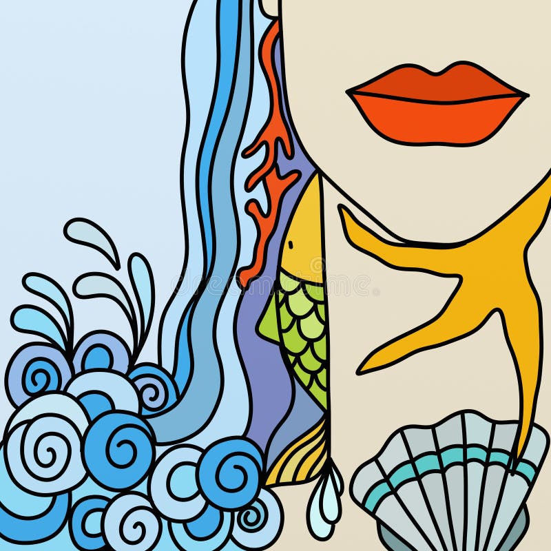 Waterfall and face stock illustration. Illustration of design - 19071153