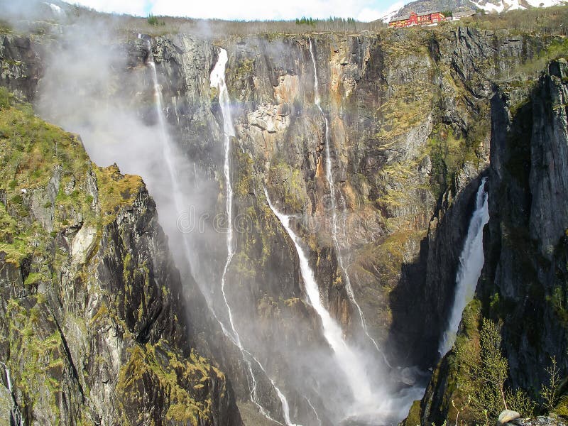 Waterfall is Falling into the Chasm, Norway Stock Image - Image of gulf ...