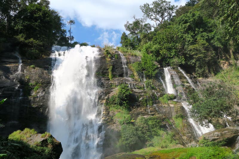 Waterfall Falling Down the Cliffs into the Jungle Stock Image - Image ...
