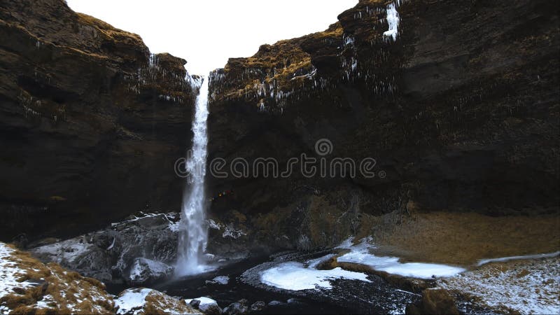 Iceland Mountains with Waterfall Falling Stock Footage - Video of ...