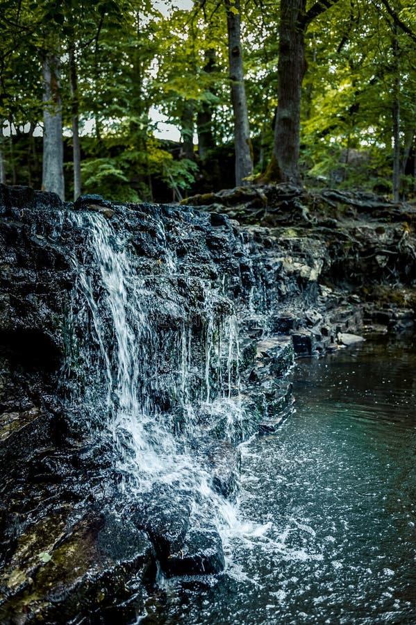 Waterfall Falling Down from a Rock Cascade. Stock Image - Image of fall ...