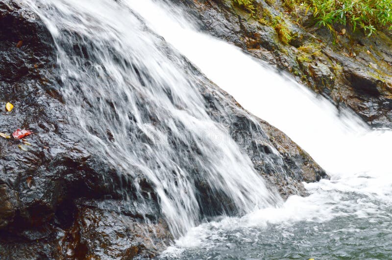 Waterfall Falling and Hit Rock Splashing To River Stock Image - Image ...