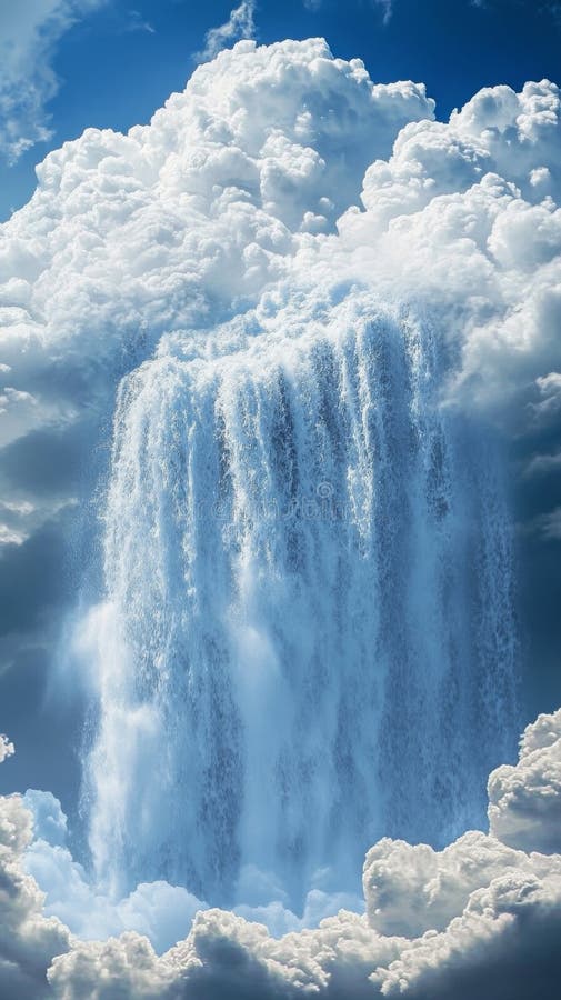 A Waterfall is Falling from the Sky Stock Illustration - Illustration ...