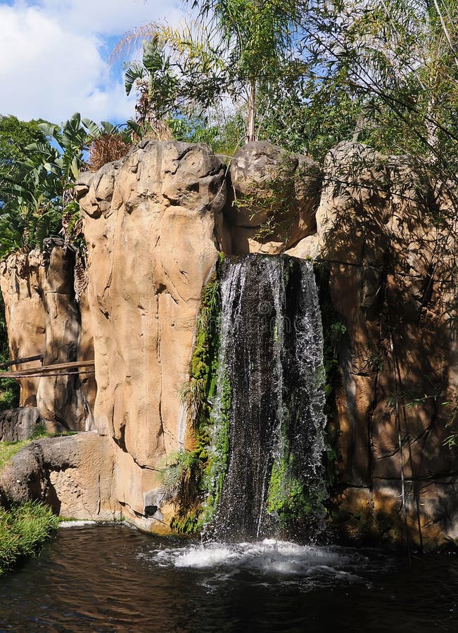 Waterfall at Fast Shutter Speed at Palm Beach Zoo Stock Image - Image ...