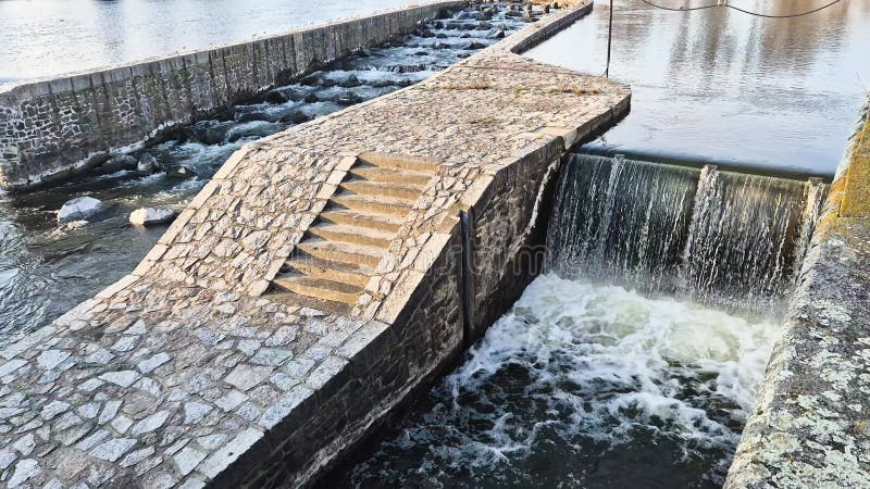 Waterfall and Fish Ladder on the River Stock Footage - Video of ...