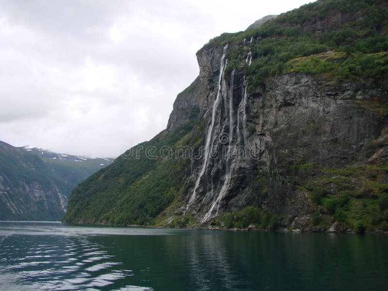 Waterfall and fjord stock photo. Image of waterfall, water - 50843172