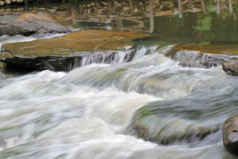 Waterfall Flow Over Stone in the River Stock Image - Image of light ...