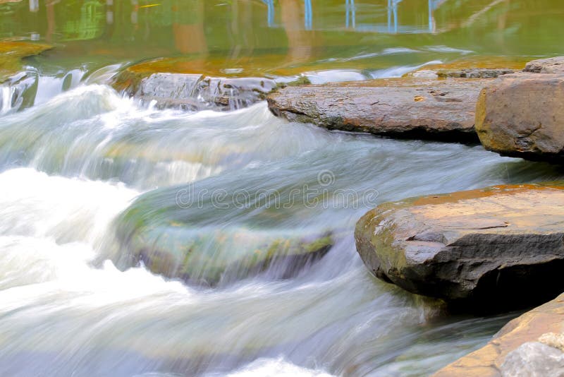 Waterfall Flow Over Stone in the River Stock Photo - Image of fall ...