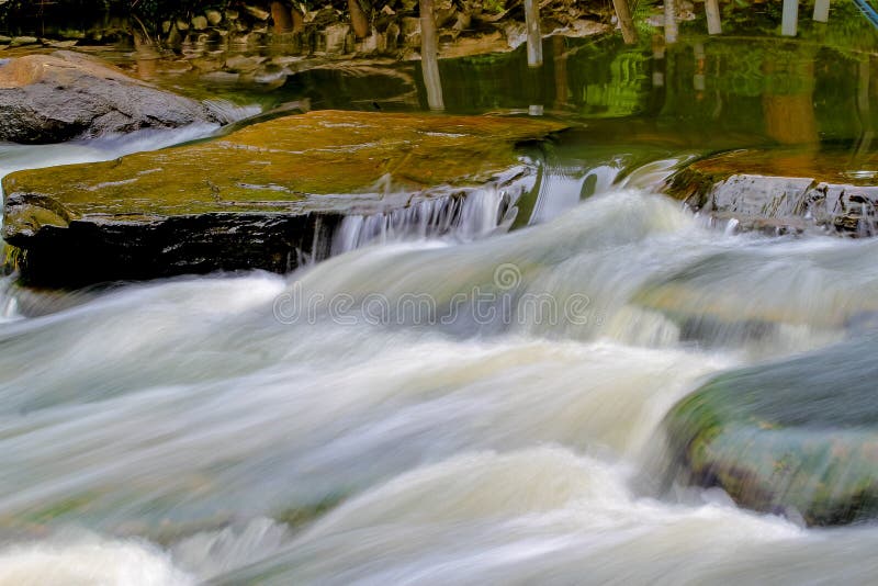Waterfall Flow Over Stone in the River Stock Image - Image of flowing ...