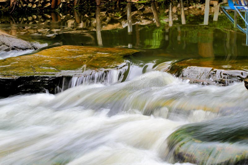 Waterfall Flow Over Stone in the River Stock Image - Image of park ...