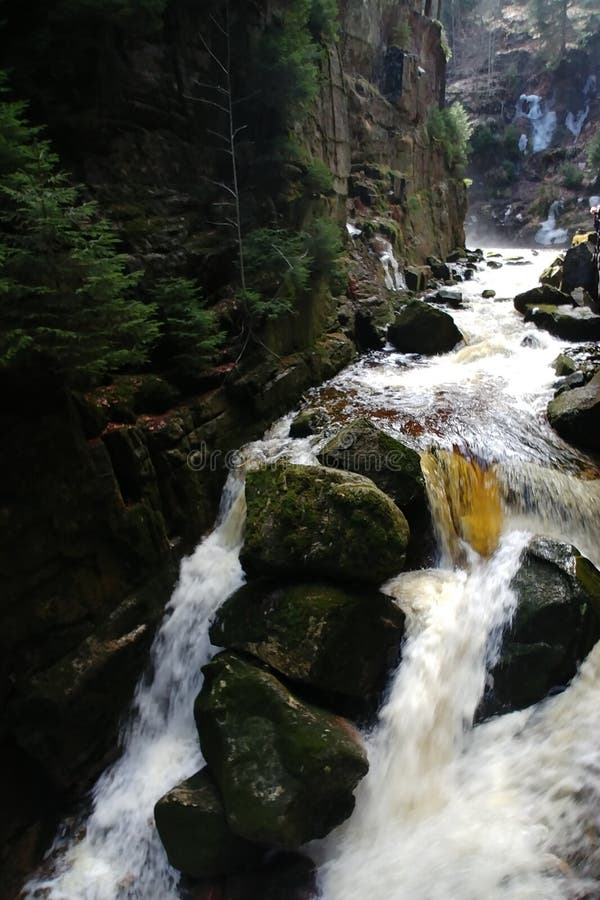 Waterfall current stock image. Image of coniferous, season - 133711063