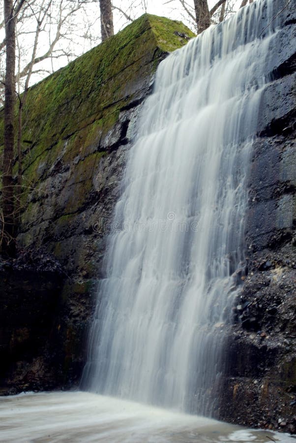 Waterfall Flowing in the Mountain Trough the Stones in Cloudy Day in ...
