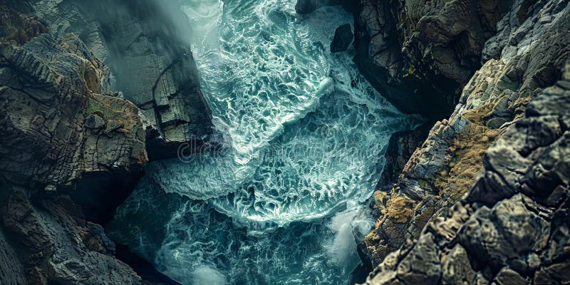 A Waterfall Flowing through a Narrow Gorge Stock Image - Image of ...