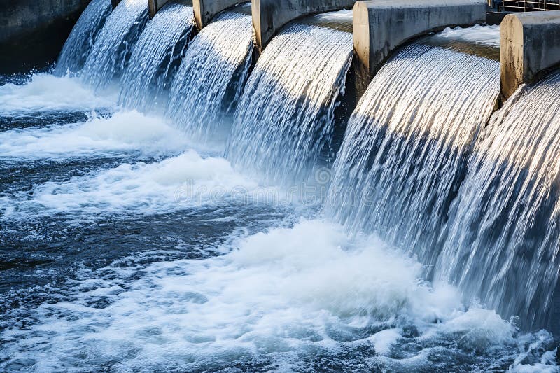 Waterfall Flowing Over a Dam Stock Illustration - Illustration of river ...
