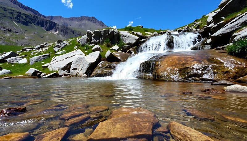 Waterfall Flowing into River, Natural Water Feature and River Scenery ...