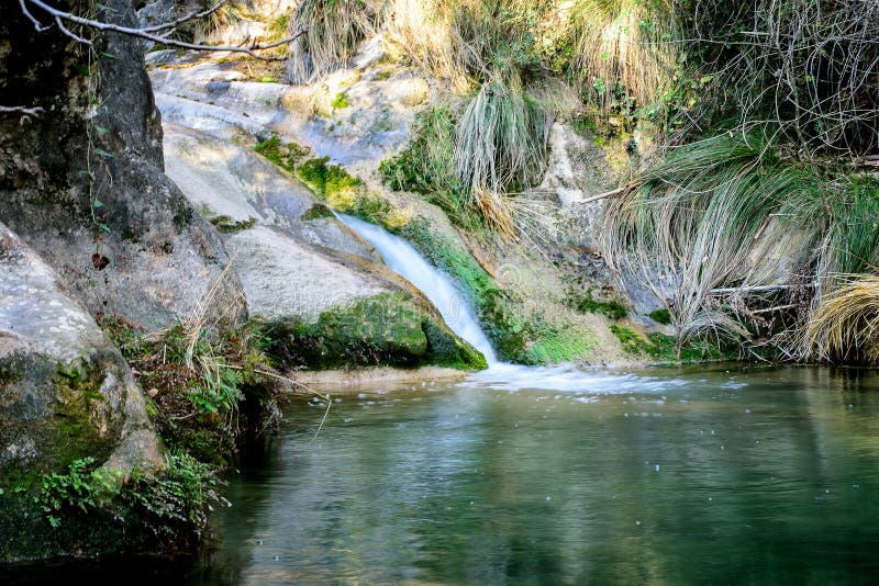 Waterfall in the Mountains in the Countryside. Stock Image - Image of ...