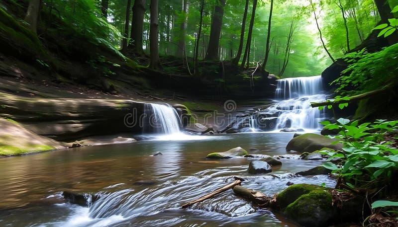Waterfall Flowing into River Stream, Nature S Water Flow and Scenic ...