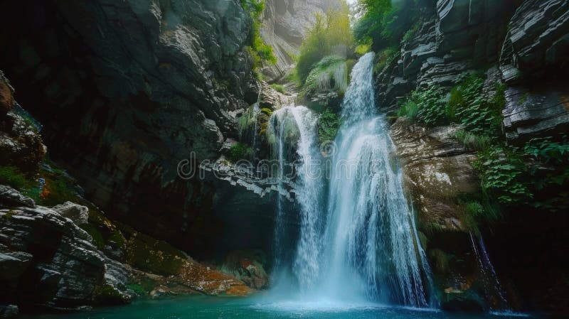 Waterfall Flowing in Vast Body of Water Stock Photo - Image of beauty ...