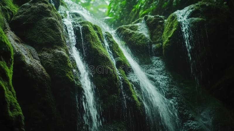 A Waterfall Flows Down the Side of a Mountain in a Natural Scenic ...