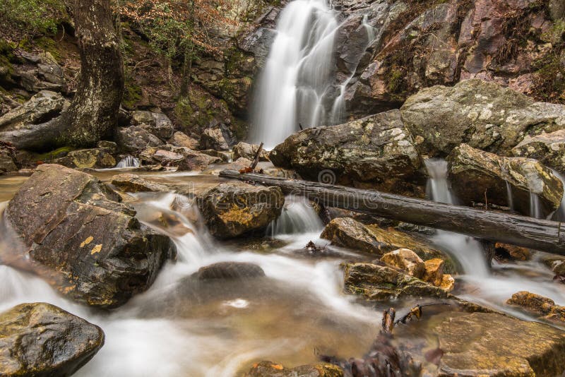 A Waterfall Flows after a Rain in a Hidden Canyon on a Mountain Stock ...