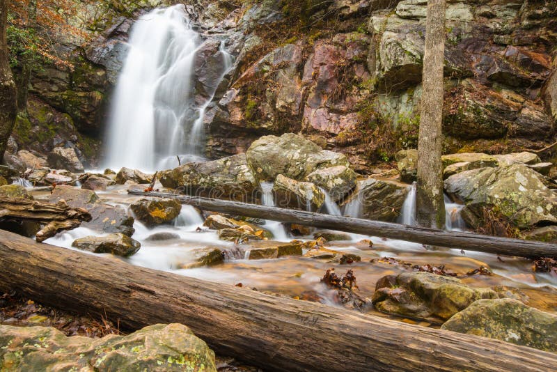 A Waterfall Flows after a Rain in a Hidden Canyon on a Mountain Stock ...