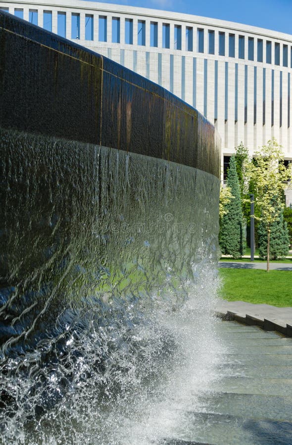 Waterfall Flows in Streams into Granite Bed of Artificial River ...