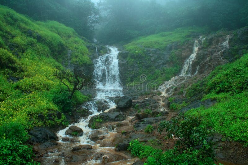 Waterfall in fog stock image. Image of beautiful, color - 6834143
