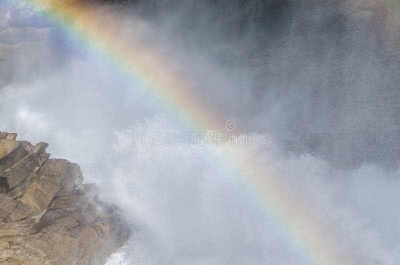 Waterfall with Fog and Rainbow Stock Photo - Image of power, fall: 83451404